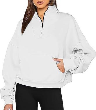 Generic Sweat &agrave; capuche surdimensionn&eacute; pour femme - Sweat &agrave; capuche &agrave; manches longues - Couleur unie - D&eacute;contract&eacute; - Automne - Avec poches - Veste &agrave; capuche -