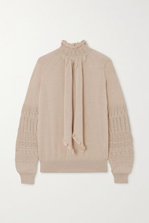 Purdey Pullover Aus Kaschmir In Pointelle-strick - Elfenbein