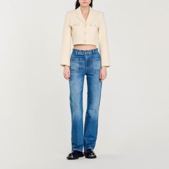 Sandro Veste courte boutonn&eacute;e en tweed