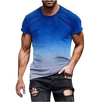 Generic T-shirt &agrave; col rond pour homme, l&eacute;ger, d&eacute;contract&eacute;, &eacute;l&eacute;gant, extensible, confortable, respirant, basique &agrave; manches courtes, chemise de course &agrave; pied et