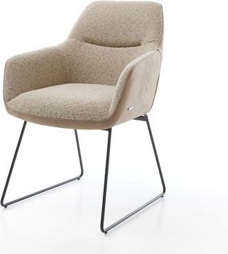 DELIFE Esszimmerstuhl Pejo-Flex Materialmix Schlamm Kufengestell Schwarz Taschenfederkern, Esszimmerst&uuml;hle