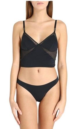 Stella McCartney Black Mesh Bralette and Brief Set Size S