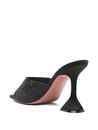 Amina Muaddi Womens Sandals Lupita Slipper 95 Black Satin