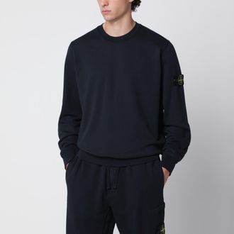 Stone Island Navy blue cotton crew-neck sweatshirt