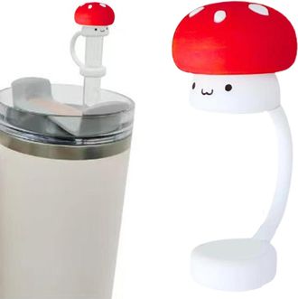 Generic Silikon-Strohhalm-Schutzh&uuml;lle - Wiederverwendbare Trinkhalm-Stopfen | Pilzf&ouml;rmiger Staubschutz-Aufsatz, Hygiene-Schutz F&uuml;r Reiseflaschen Als Kinderges