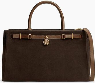 Tommy Hilfiger cabas en daim The american icon marron fonc&eacute;