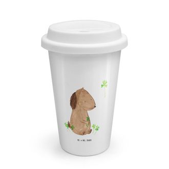 Mr. & Mrs. Panda To Go Becher Hund Kleeblatt - Geschenk, Spr&uuml;che, Coffee to go Becher Thermo, Neuanfang, Isolierbecher, Kaffee to go Becher