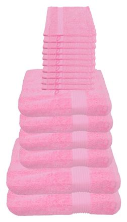 Julie Julsen 16 TLG Handtuchset 2 Badet&uuml;cher 4 Handt&uuml;cher 10 Waschhandschuhe Reine Baumwolle &uuml;ber 30 Farben Babyrosa