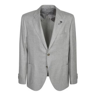 Lardini Elegante Graue Kaschmirjacke mit Reversnadel - - Jackets - Herren - Grau - XL