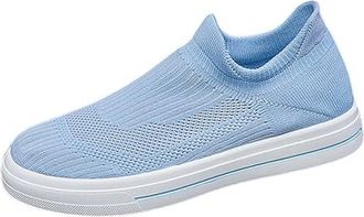 Generic Baskets &agrave; enfiler pour homme - Mat&eacute;riau ext&eacute;rieur respirant en tricot - Chaussures &agrave; enfiler - Semelle plate - Couleur unie - Chaussures de sport l&eacute;g&egrave;