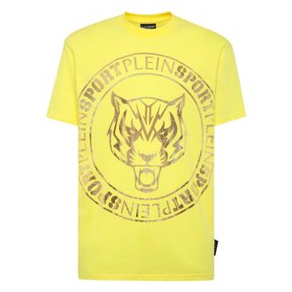 Plein Sport Homme, Tops, Jaune, Taille: 2XL T-Shirt Col Rond Tiger