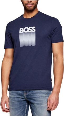 HUGO BOSS Homme, Tops, Bleu, Taille: L T-shirt imprim&eacute; &agrave; manches courtes et col rond