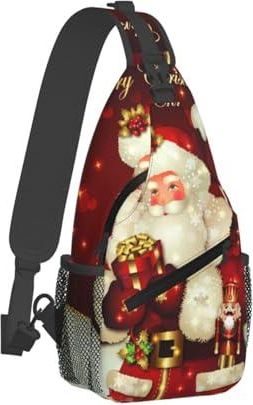 Generic Sacoche Tactique Joyeux No&euml;l, P&egrave;re No&euml;l Multifonction Sling Bag Durable Crossbody Bag pour Femme Cyclisme Voyage