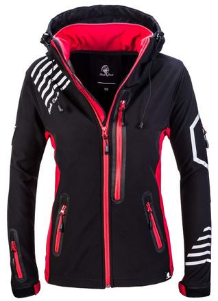 Rock Creek Damen Softshell Jacke Windbreaker Regenjacke &Uuml;bergangsjacke Softshelljacke Damenjacke Regenmantel Outdoorjacke D-402 Schwarz-Rot 3XL
