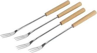 Kuhn Rikon Käsefonduegabeln Buchenholz 4 Stk, für Käsefondue, Brown