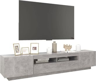 Generic TV Schrank mit LED - 200x35x40 cm, Leuchten Lowboard, Sideboard, Fernsehschrank, Fernsehtisch, TV M&ouml;bel, Tisch, Board, HiFi-Schrank (Betongrau)
