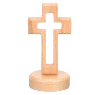BESPORTBLE 1 Setze Heilige Stehende Holzkreuz Cross Tisch Altar Kreuz Vintage Katholische Jesus Kreuz mit Basis Christlicher Kreuzskulptur für Religiöse Heimdeko