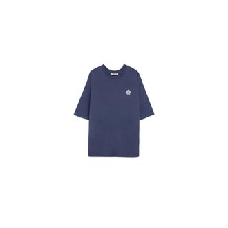 A Paper Kid Blaues Blumen Logo T-shirt - - Tops - Herren - Blau - XS
