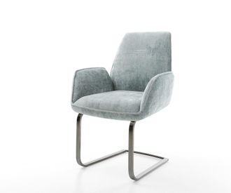 DELIFE Freischwinger Zoa-Flex Chenille Pastellblau Freischwinger flach Graphit Taschenfederkern, Esszimmerst&uuml;hle