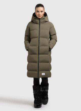 Khujo Steppmantel KHUJO FINNIE3, Damen, Gr. L, gr&uuml;n (light moss gr&uuml;n), 100% Nylon, unifarben, eingesetzt elastischer Bund mit Windstopper, M&auml;ntel Steppmante