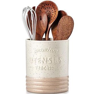 VANCASSO Vancasso S&eacute;rie Sabine Pot Ustensiles, 15,7 cm Rangement en C&eacute;ramique, Bocaux pour Comptoir de Cuisine, Belle D&eacute;coration dInt&eacute;rieur, Cadeau Parfait