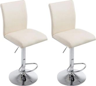 Clp Lot de 2 Tabouret de Bar K&ouml;ln Similicuir R&eacute;glable en Hauteur Dossier et Repose-Pied I Chaise Haute de Bar Confortable Pied en M&eacute;tal I Coule, Couleur:c