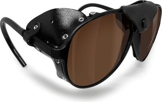Bertoni Polarisierte Sonnenbrille Bergbrille Gletscherbrille Bergsteigerbrille Skibrille Trekking mod. ALPS Italy (Schwarz - Polarisierte Braun)