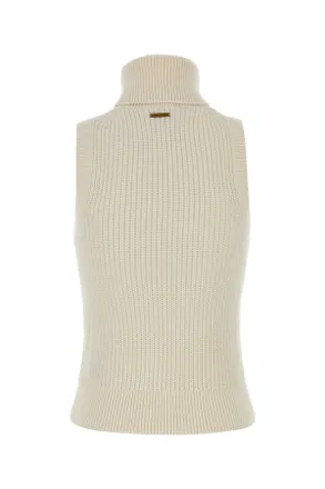Michael Kors Womens Ivory Wool Blend Vest Bone Exterior: Cotton Maglie Sweater