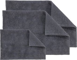 Schöner Wohnen Kollektion Badteppich einfarbig anthrazit Set 40x60cm, 60x90cm& 67x110 cm - Badematte rutschfest - Badteppich waschbar Badezimmer Duschvorleger Trockner geeignet