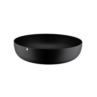 Alessi Jm17/24 BT - Panier Rond Design, Acier Coloré avec Résine Époxy et Décoration en Relief, Noir, 24 cm