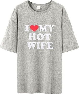 Generic 2026 Saint-Valentin T-shirt graphique pour homme imprim&eacute; amusant T-shirt d&eacute;contract&eacute; pour la Saint-Valentin, gris, XXL