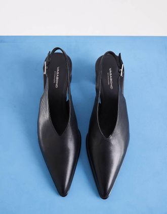 Vagabond Ilona Slingback-Heels mit hohem Vorderblatt in schwarzem Leder