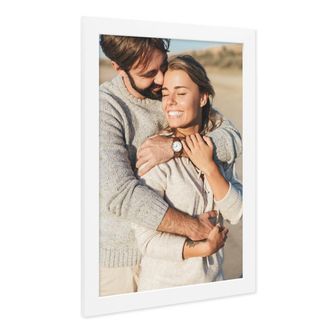 Photolini Bilderrahmen A3 Weiß Holz MDF, A3 Bilderrahmen 30x42 breit, Rahmen DINA3 mit Acrylglas, Picture Frame 42 x 30 zum Aufhängen, Frame DIN A 3 42x30 mit Z