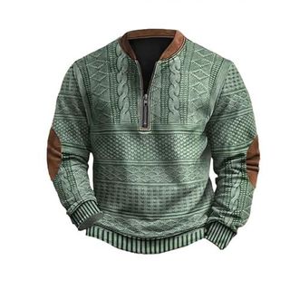 Generic Sweat-shirt sans capuche pour homme avec fermeture &eacute;clair 1/4 - T-shirt dext&eacute;rieur &agrave; manches longues - Coupe ample - Pull de transition tendance - Con