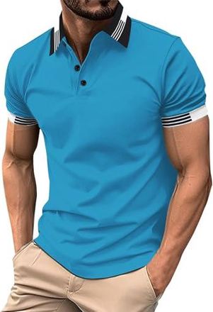 Generic Chemise classique boutonn&eacute;e basique pour homme, coupe classique, v&ecirc;tement de travail d&eacute;contract&eacute;, polo vintage, l&eacute;ger et respirant, tuniques de vacanc