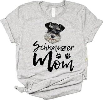Keephen Femmes Schnauzer Graphique T-Shirts Dr&ocirc;le Schnauzer Impression 3D Manches Courtes Col Rond &Eacute;t&eacute; Maman de Chien Pullover Tops