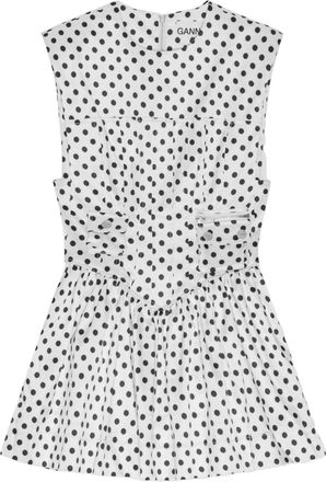 Ganni Minikleid mit Polka Dots - Weiß