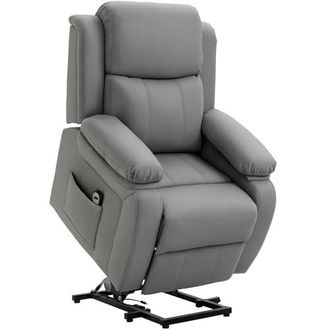 HOMCOM Fauteuil releveur électrique, Fauteuil Relax électrique avec Repose-Pied, Dossier inclinable, télécommande et Poches latérales, revêtement en PU, pour