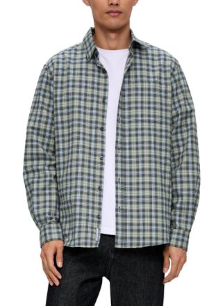 s.Oliver Herren Hemd Langarm, Regular Fit Green S