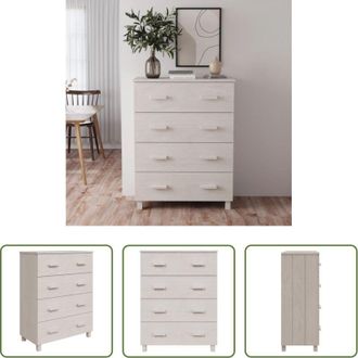 vidaXL vidaXL Kieferholz Kommode - Sideboard HAMAR Wei&szlig; 79x40x103,5 cm Massivholz Kiefer