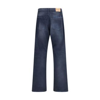 Balenciaga Mens Blue Cotton Relaxed Fit Jeans Clothing