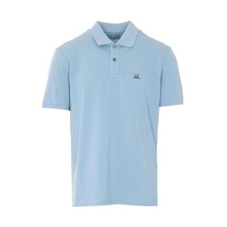 C.P. Company C.p. Company, Homme, Tops, Bleu, Taille: S Polo Manches Courtes en Piqu&eacute; Stretch