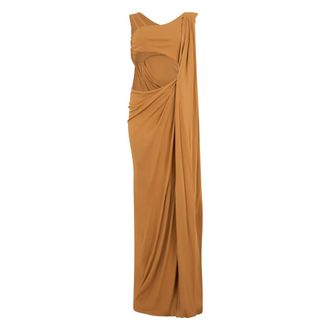 Alberta Ferretti Femme, Robes, Brun, Taille: 44 FR Longue robe drap&eacute;e &agrave; une &eacute;paule