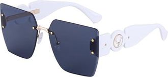 Generic Lunettes de soleil surdimensionnées sans monture pour femmes et hommes, lunettes de soleil à grande monture UV400, C5 blanc gris, taille unique 2026