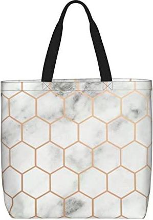 Generic Sac Fourre-Tout Marbre Dor&eacute; G&eacute;om&eacute;trique Sac &Agrave; Bandouli&egrave;re En Toile Pliable De Grande Capacit&eacute; Sacs En Toile Pour Femmes, Pour Shopping, &Eacute;cole, Tous Le