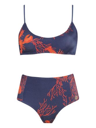 Brigitte bikini à imprimé graphique - Bleu