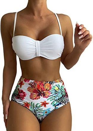 Generico Maillot de bain Femme Mer Push Up Mer Plage Sexy Beachwear Deux Pièces Taille Haute Été Brésilienne Bikini Ensembles Triangle Surf Grande Taille Maill