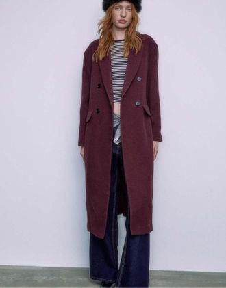 Stradivarius Manteau long oversize - Violet