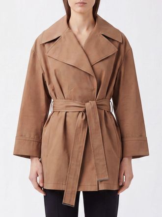 Herno Trench-coat court en gabardine de coton avec ceinture &agrave; nouer