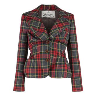 Vivienne Westwood Femme, Vestes, Multicolore, Taille: 32 FR Pantalon en laine &agrave; carreaux avec poche arri&egrave;re